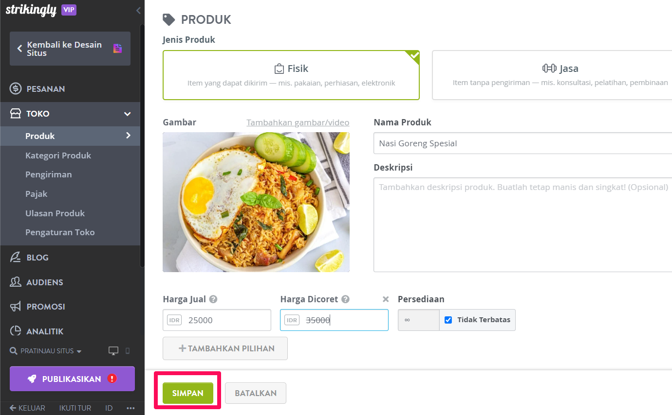 Tambahkan Harga Promo – Pusat Bantuan Strikingly
