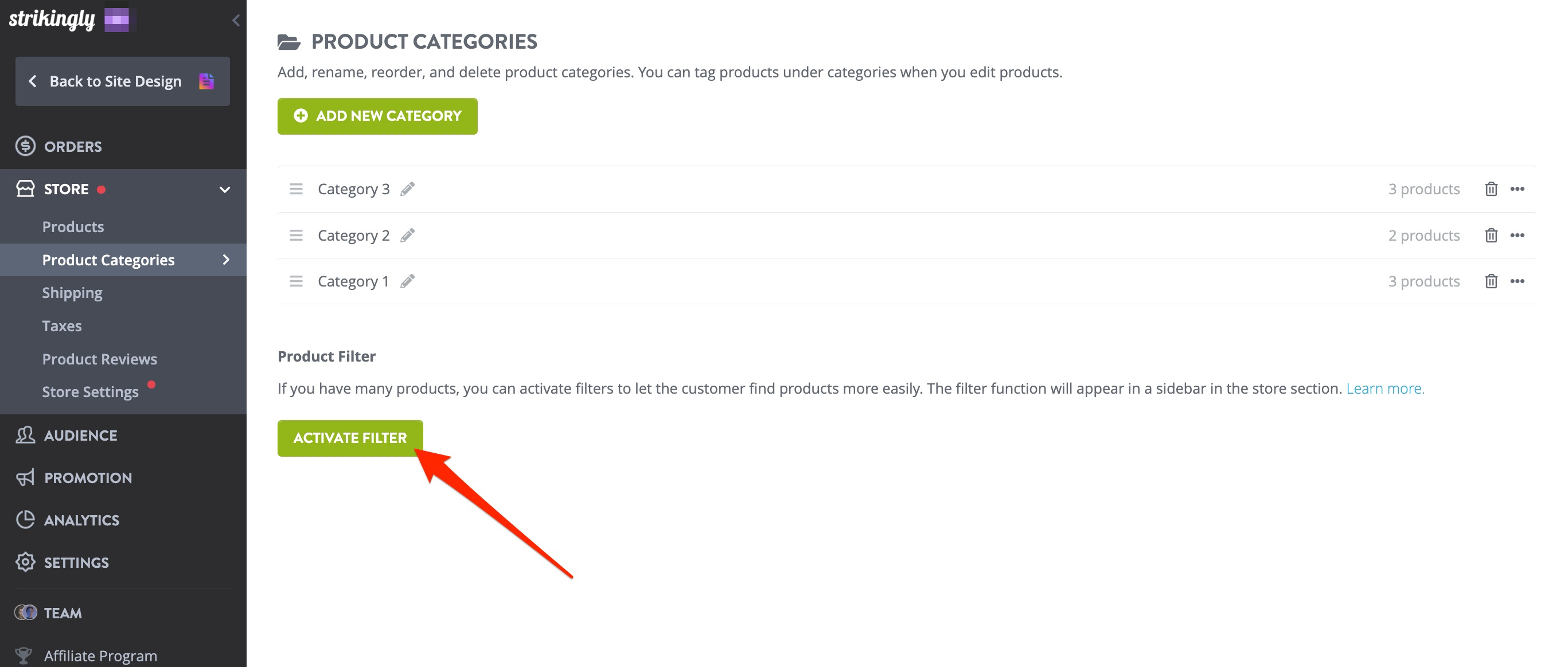 Product Filter – Strikingly Help Center