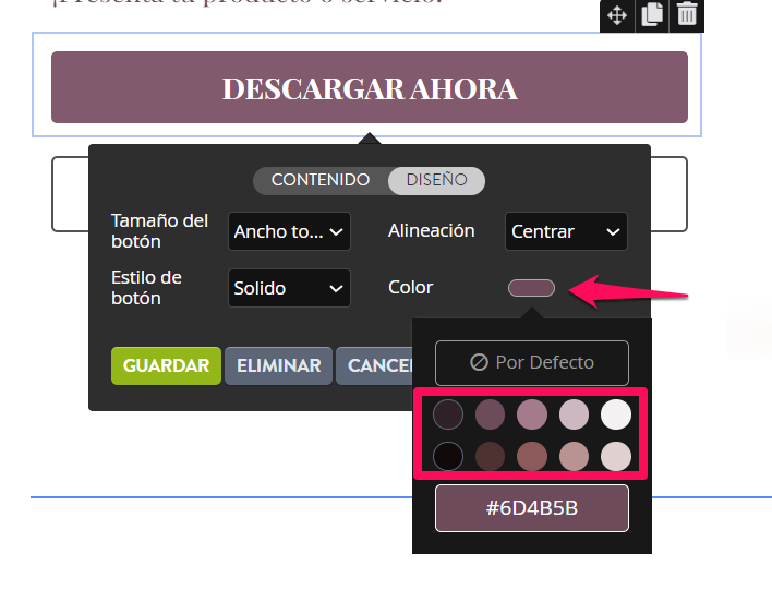 Cambiar el color del botón – Strikingly Centro de ayuda