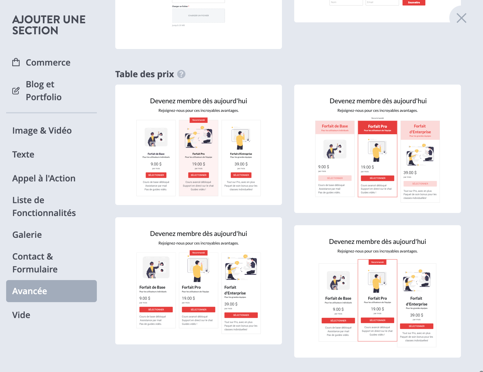 Tableau de tarification Section FAQ – Strikingly Centre d'aide