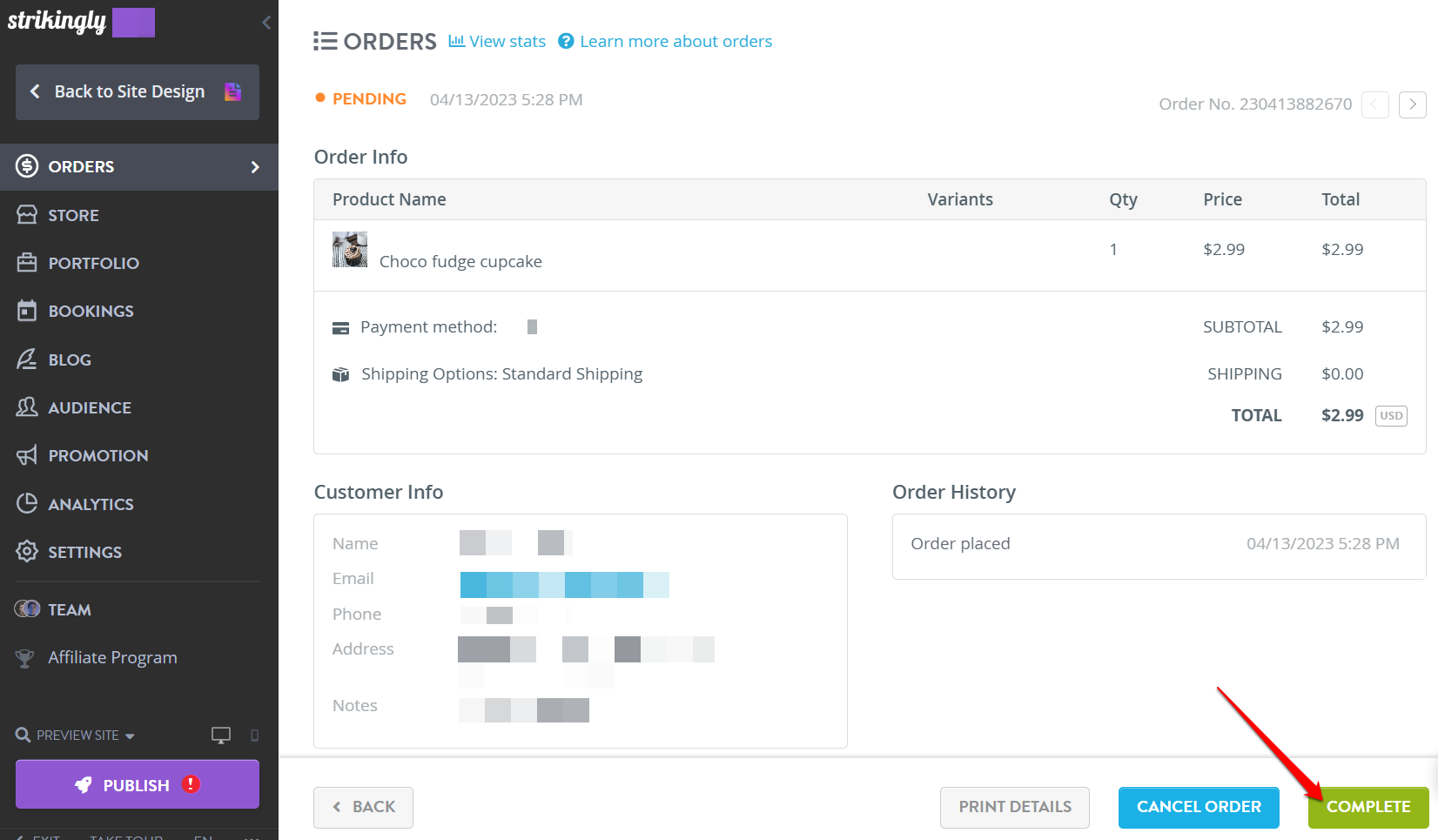 Managing Orders from Simple Store – Strikingly Help Center