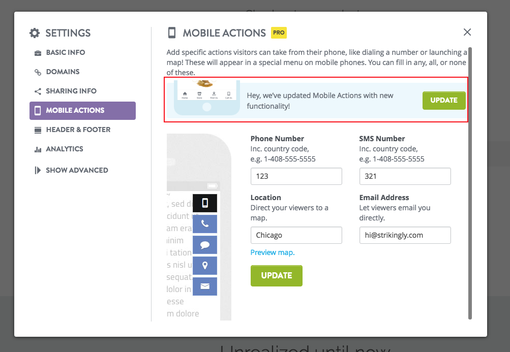 Mobile Actions / Click-to-call – Strikingly Help Center