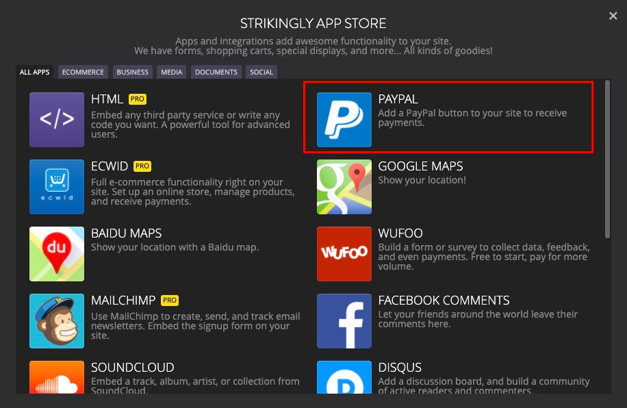 Embed Paypal / Donation / Payment – Strikingly Help Center
