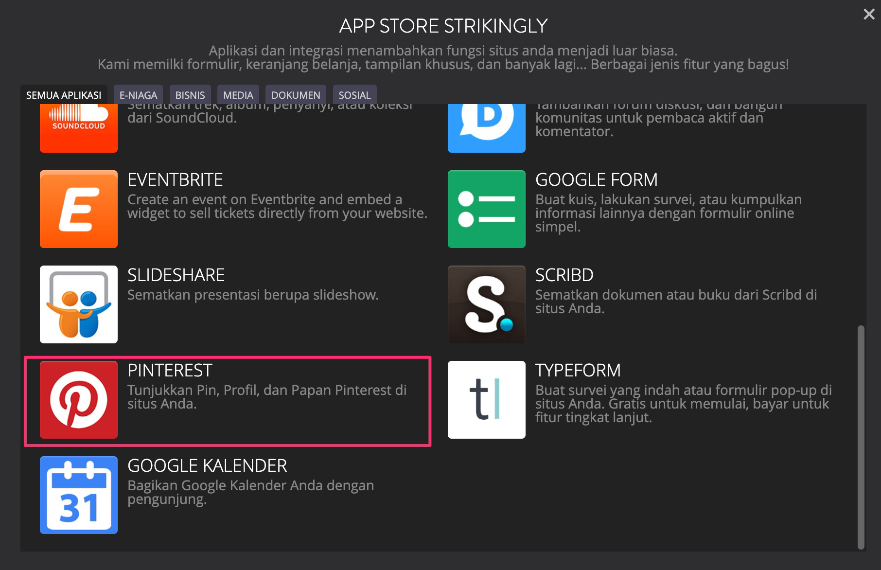 Menyematkan Pinterest – Pusat Bantuan Strikingly