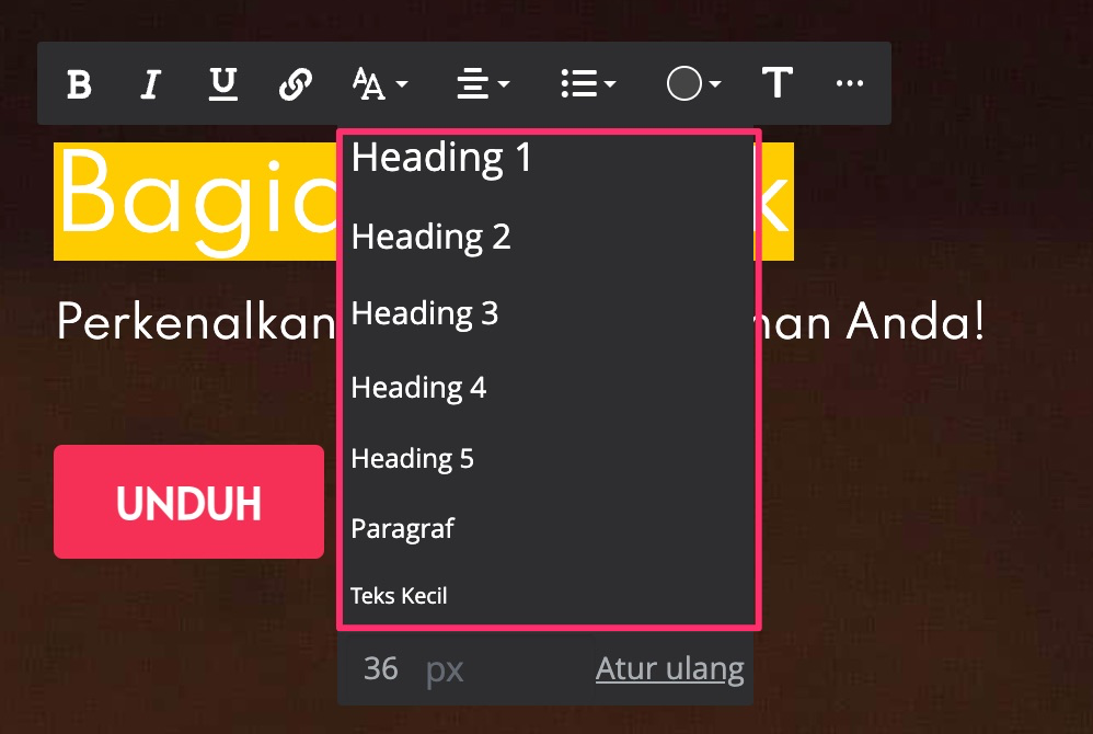 Mengubah Warna atau Ukuran Teks – Pusat Bantuan Strikingly