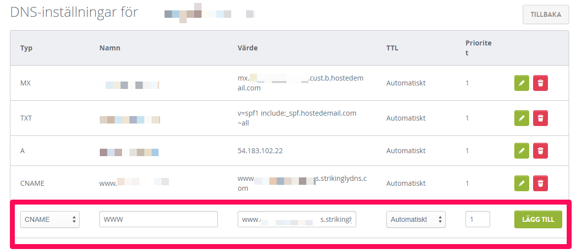Strikingly-domän: Hantera DNS-poster och domäninformation – Strikingly ...