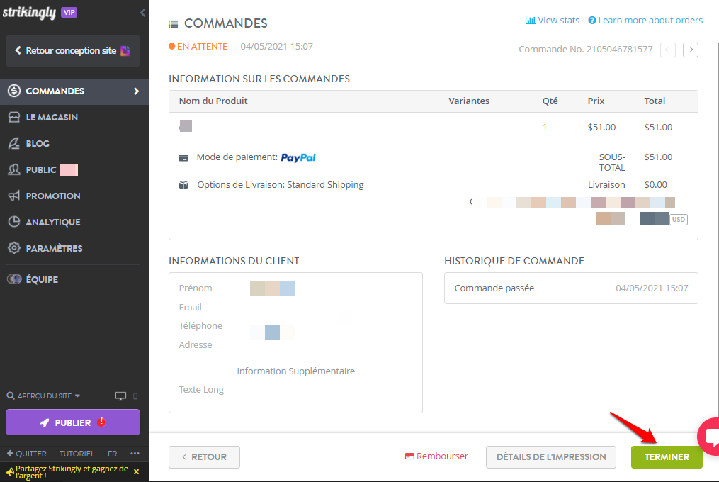 Gérer les commandes depuis le magasin – Strikingly Centre d'aide